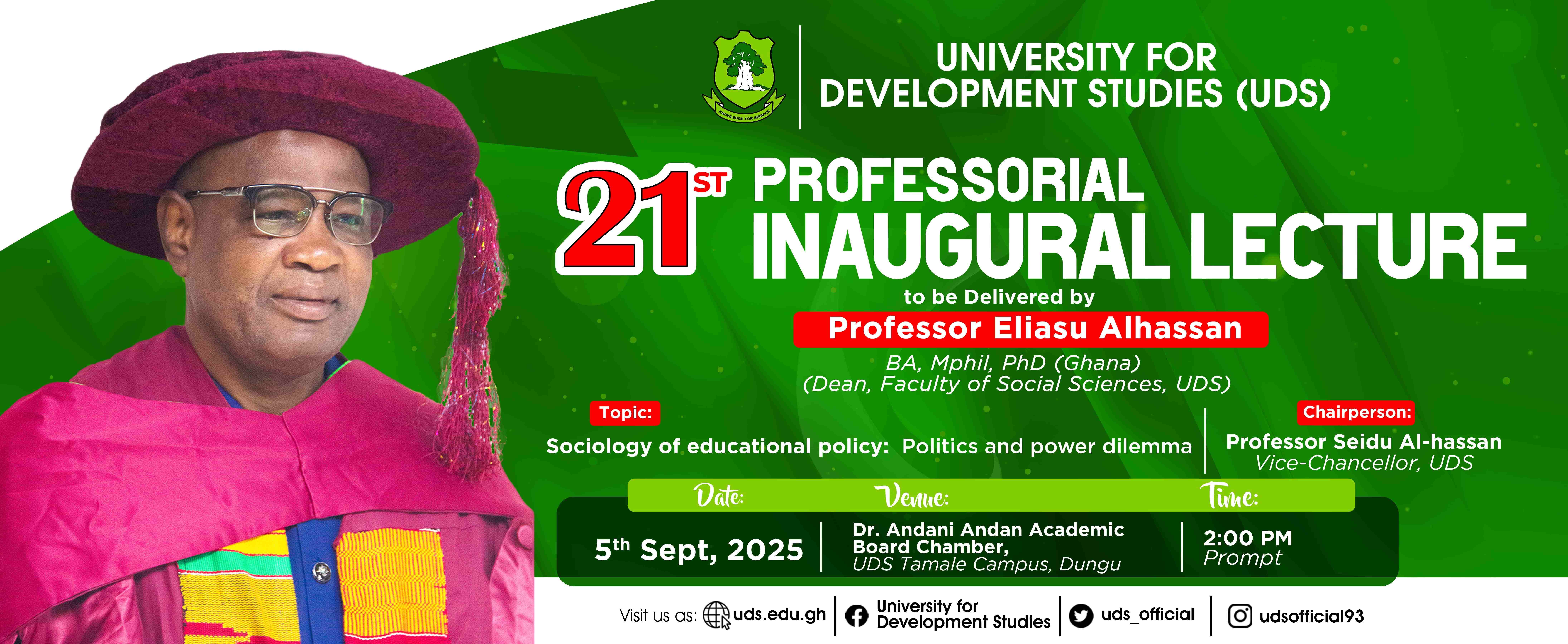 Invitation to the 21st Professorial Inaugural Lecture by Prof. Eliasu ...